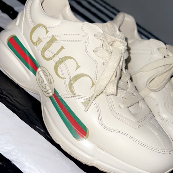 Gucci | Shoes | Womens Rhyton Gucci Logo Leather Sneaker | Poshmark